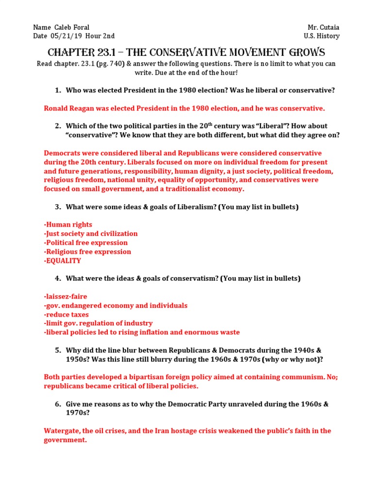 Conservative Movement in U.S. History | PDF | Conservatism ...