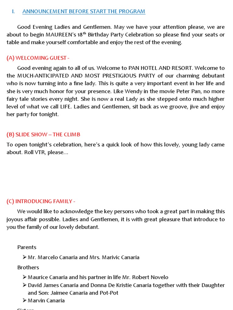 I. Announcement Before Start The Program: (A) Welcoming Guest | PDF