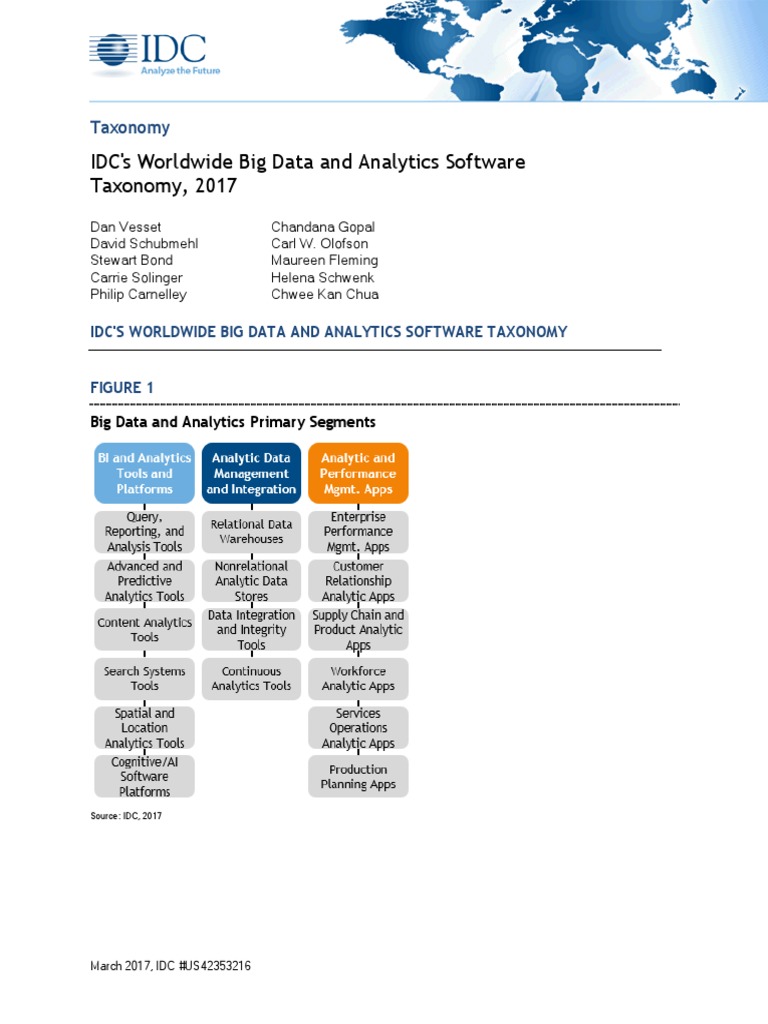 IDC's Worldwide Big Data and Analytics Software Taxonomy, 2017 | PDF ...