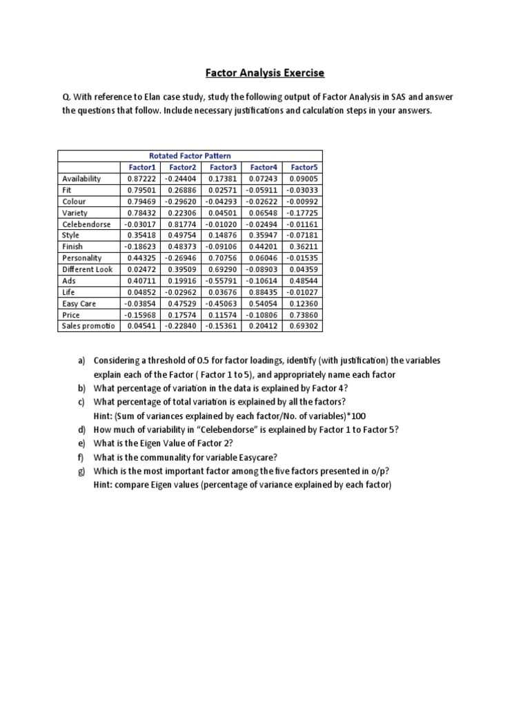 Factor Analysis Exercise | PDF | Technology & Engineering