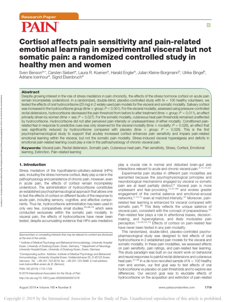 Cortisol Affects Pain Sensitivity and Pain Related.7 | PDF ...
