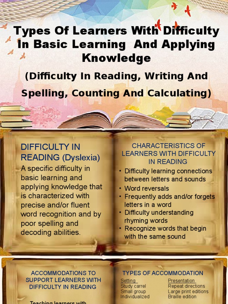 Types of Learners With Difficulty in Basic Learning and Applying Knowledge | Download Free PDF ...