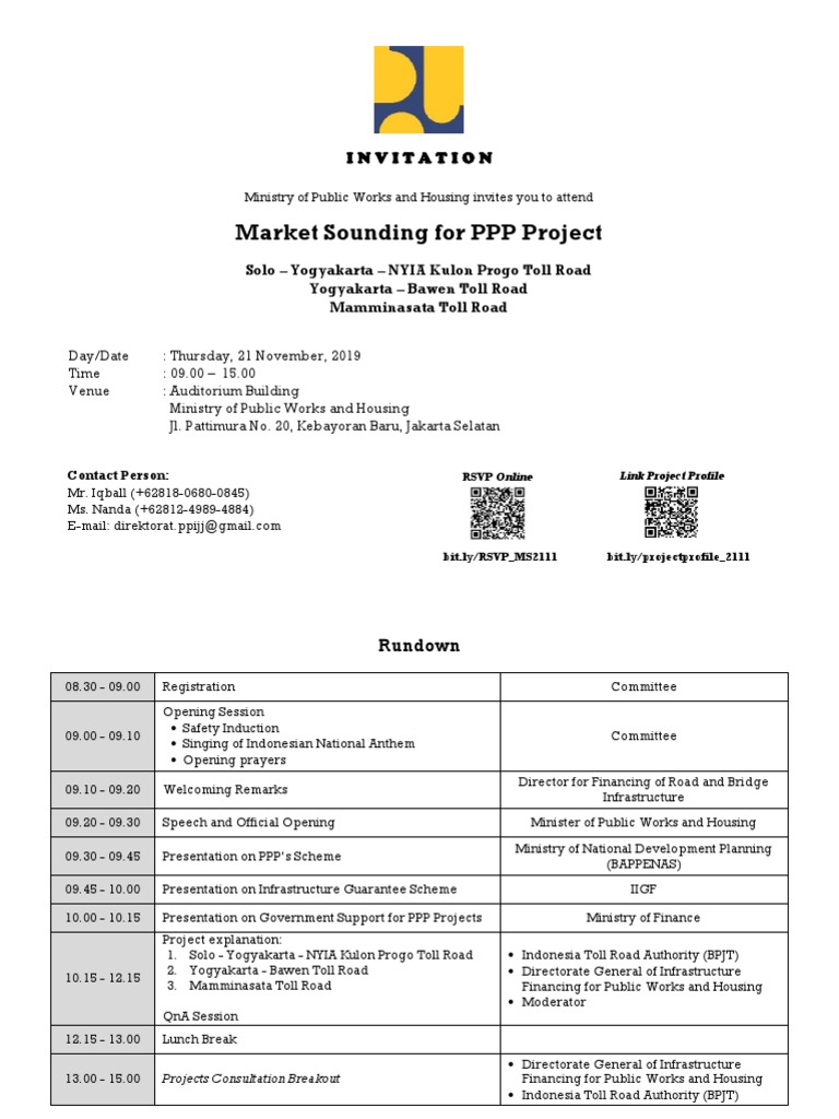 Market Sounding For PPP Project: Invitation | PDF | Indonesia | Transport