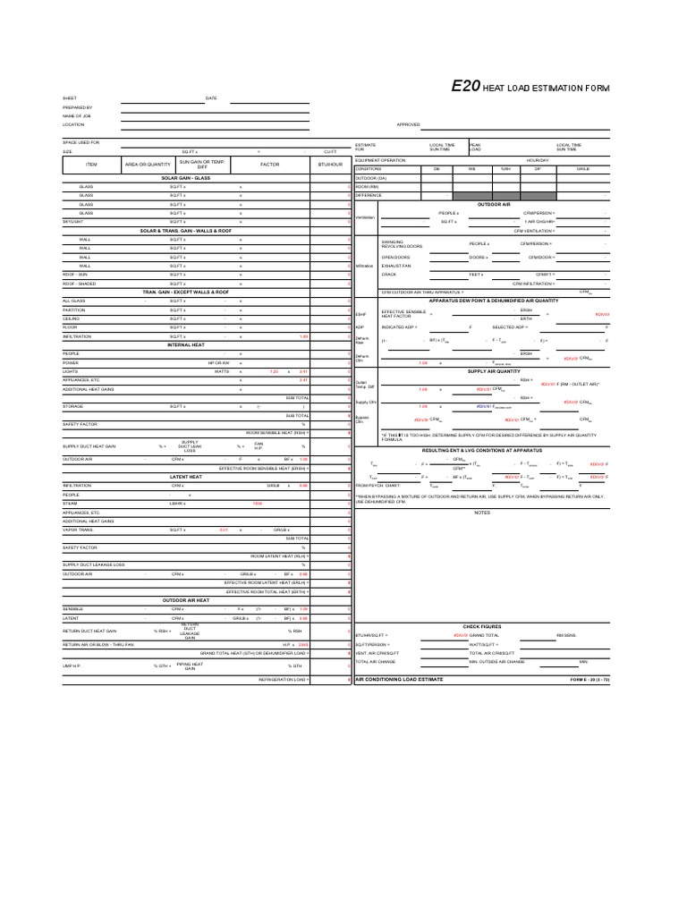 Heat Load Estimation E20 Form | PDF | Building Engineering | Automation