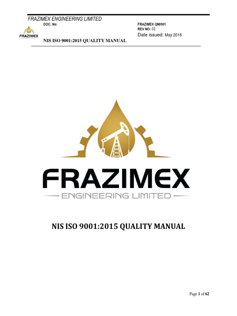 Frazimex ISO 9001 Quality Manual | PDF | Quality Management | Quality ...