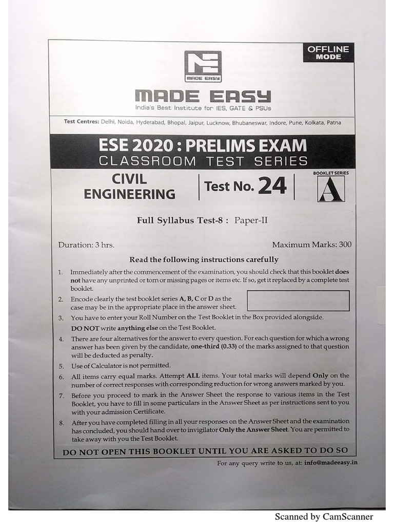 ESE 2020 PRE Made Easy Classroom Test 24 | PDF | Deformation ...