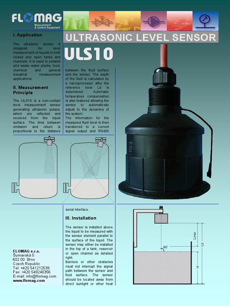 Ultrasonic level sensor technical specifications | PDF | Sensor ...