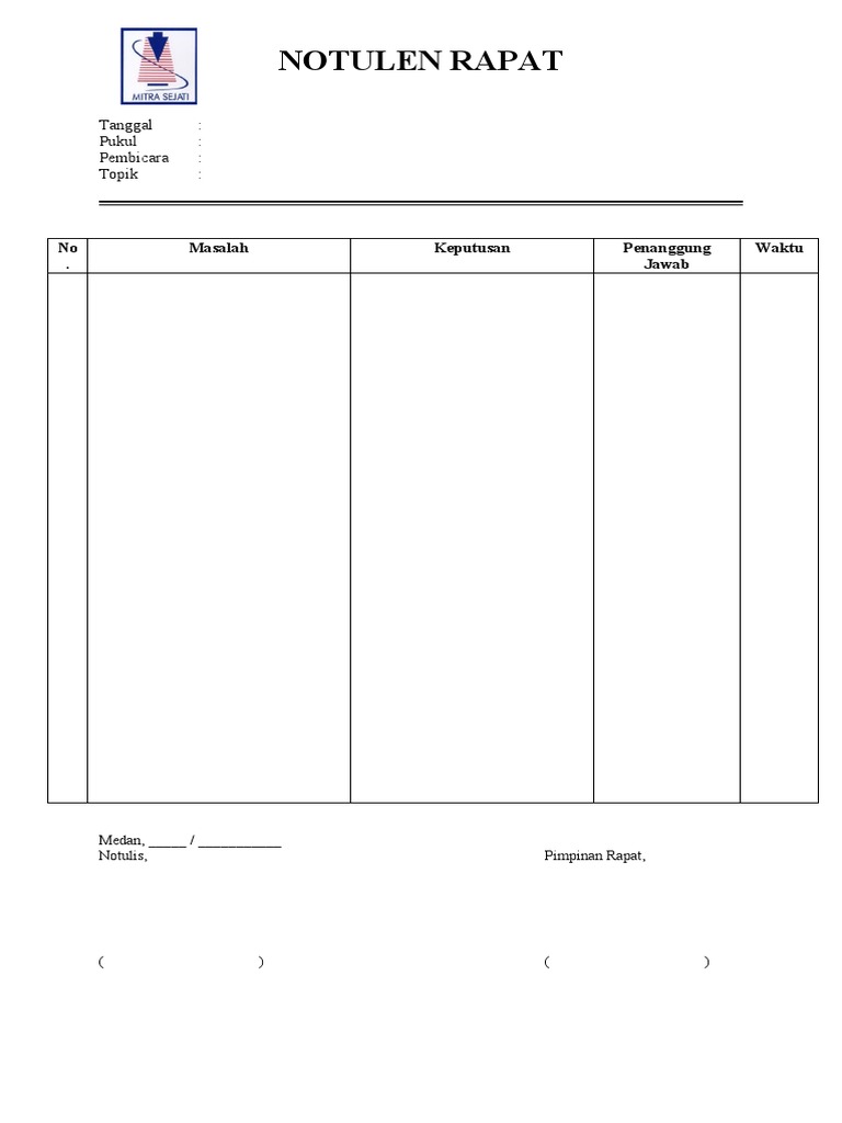 Format Notulen Rapat | PDF