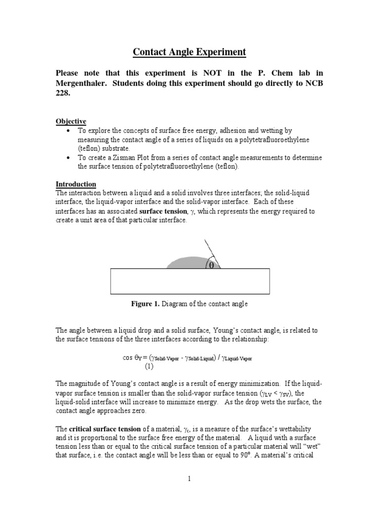 Final Contact Angle Experiment | PDF | Wetting | Surface Tension