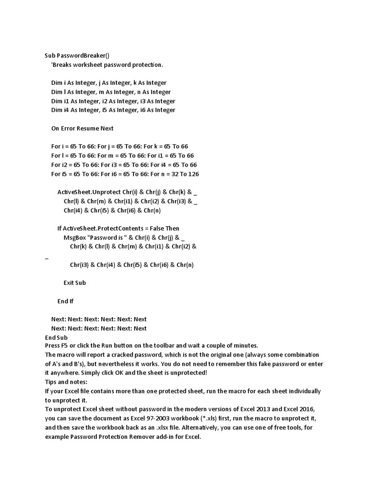 Break Excel worksheet password protection | PDF | Microsoft Excel ...