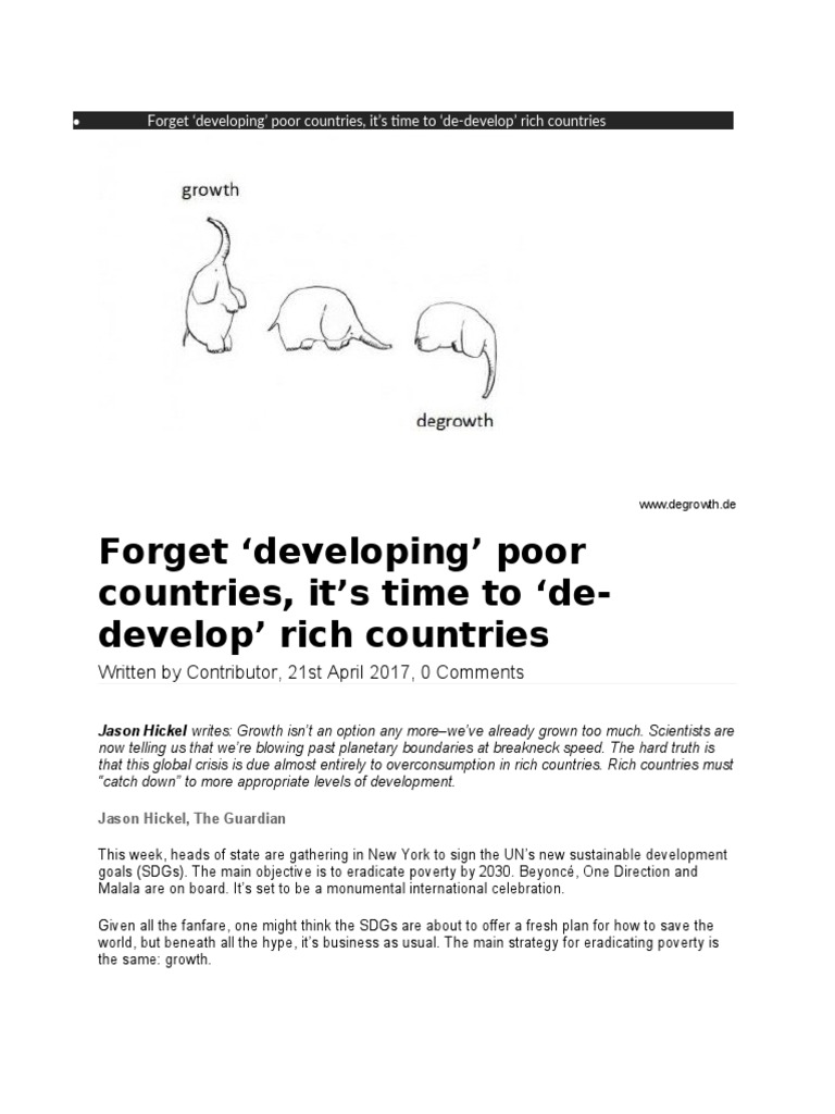 De-developing Rich Countries for Sustainability | PDF | Economic Growth ...