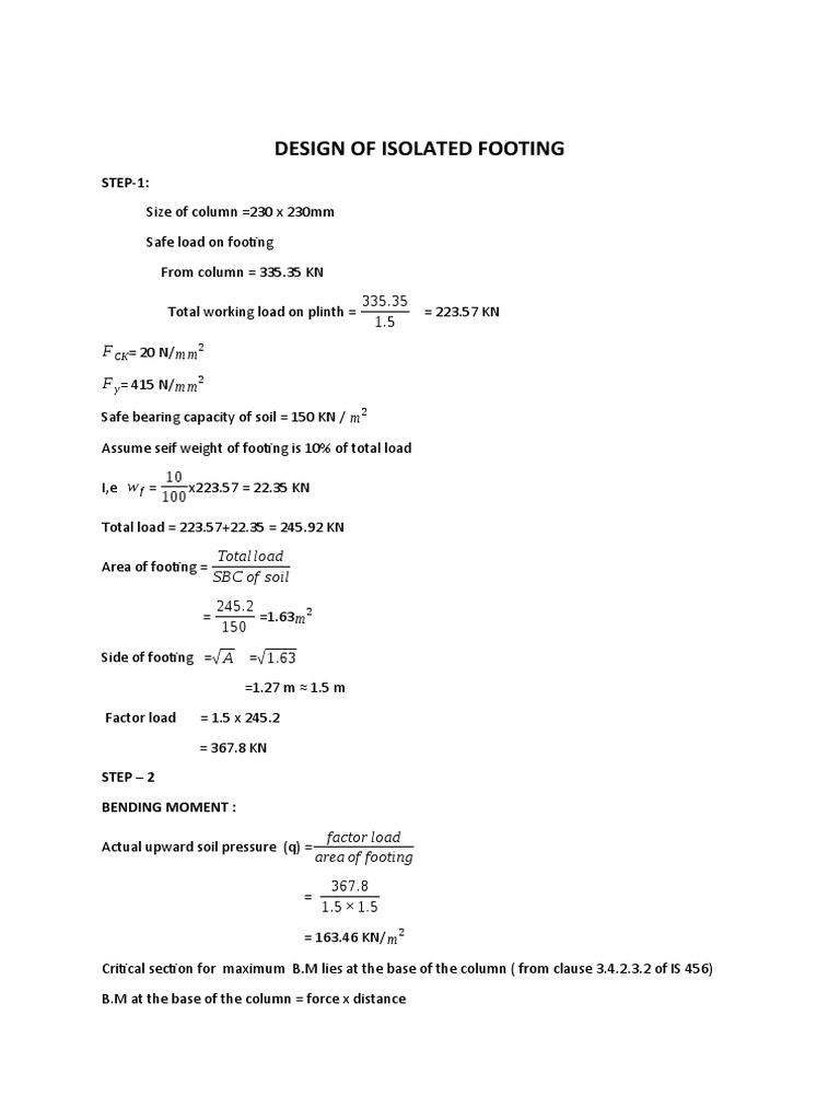 Design Isolated Footing | PDF | Structural Engineering | Continuum Mechanics