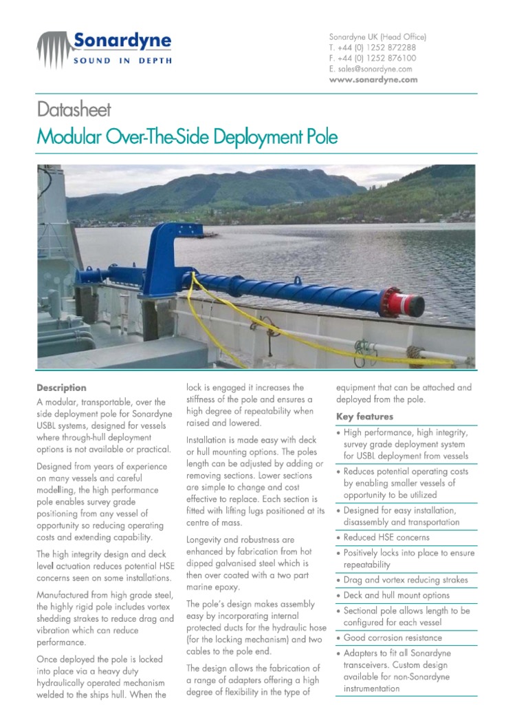 Modular Over-The-Side Deployment Pole - Sonardyne - 8097 - Modular - Ots | PDF