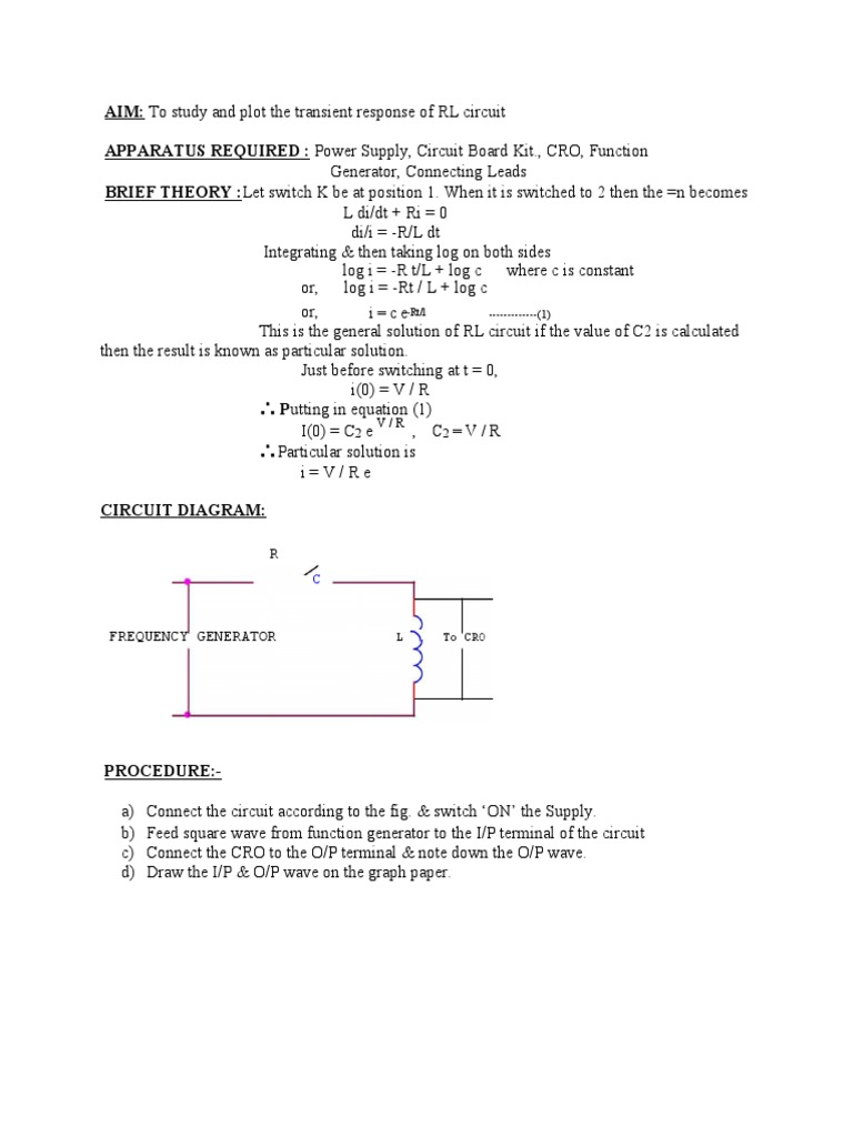 How To Plot The Transient Response of RL Circuit | PDF | Electrical ...