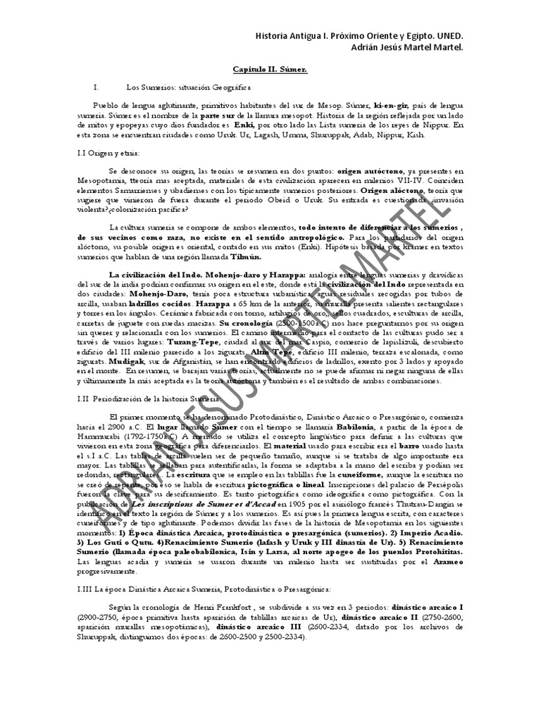Resumen Capitulo 2 Sumer Historia Antigua I Proximo Oriente y Egipto ...