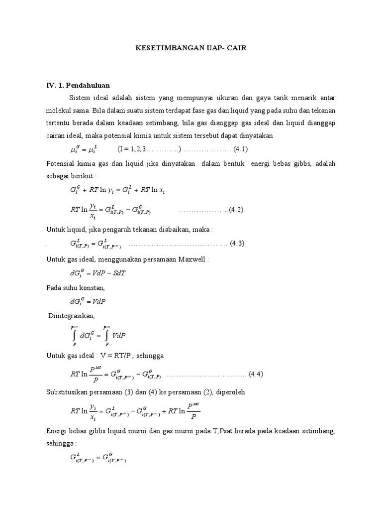 Kesetimbangan Uap-Cair PDF | PDF