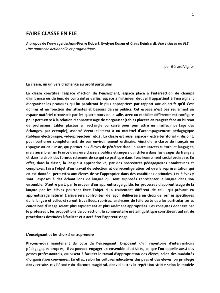 Approche Actionnelle en Classe de FLE | PDF | Pédagogie | Apprentissage
