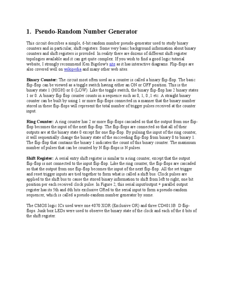 Pseudo-Random Number Generator: Site Wikipedia | PDF | Computer ...