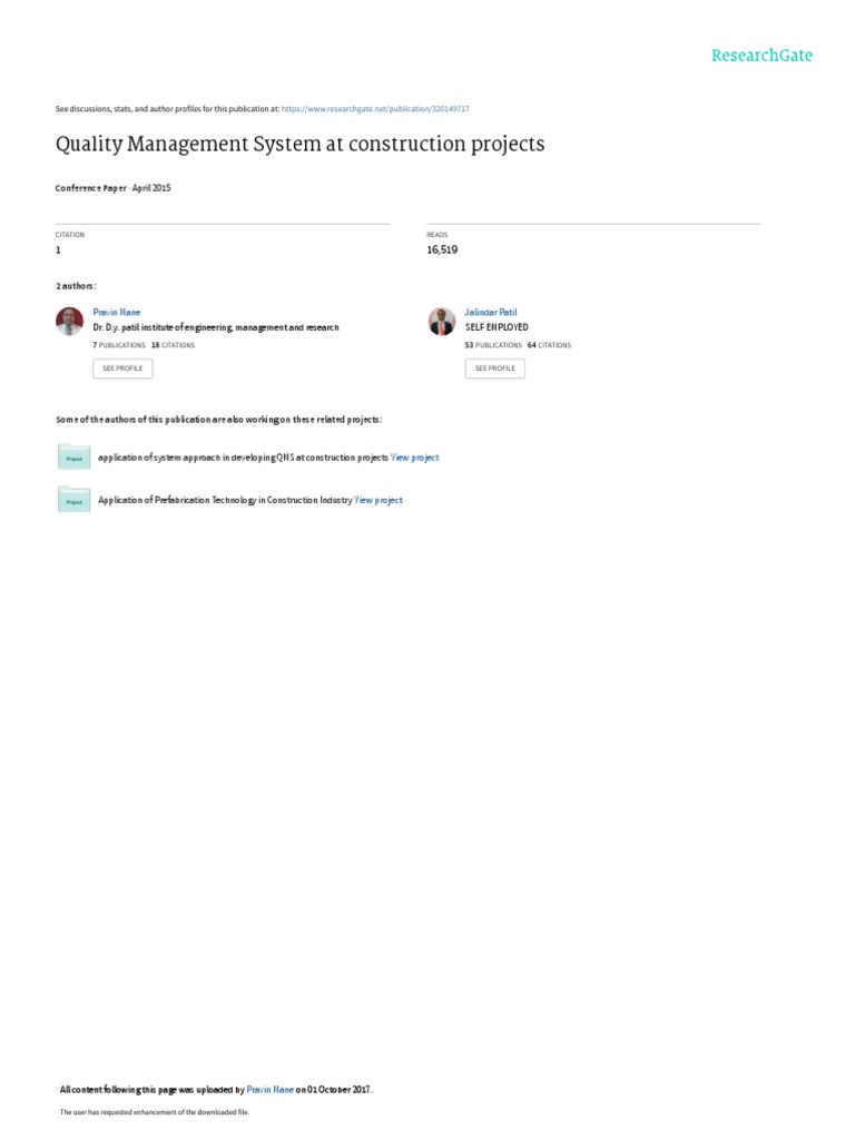 QualityManagementSystematconstructionprojects PDF | PDF | Business