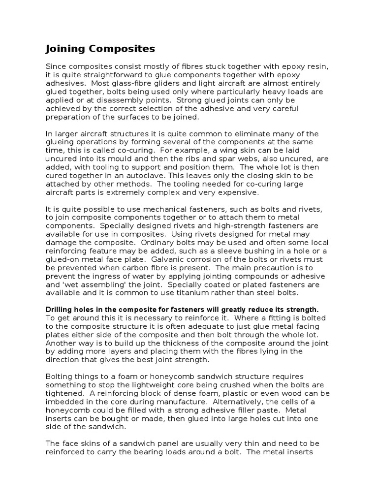 Joining Composites: Drilling Holes in The Composite For Fasteners Will ...