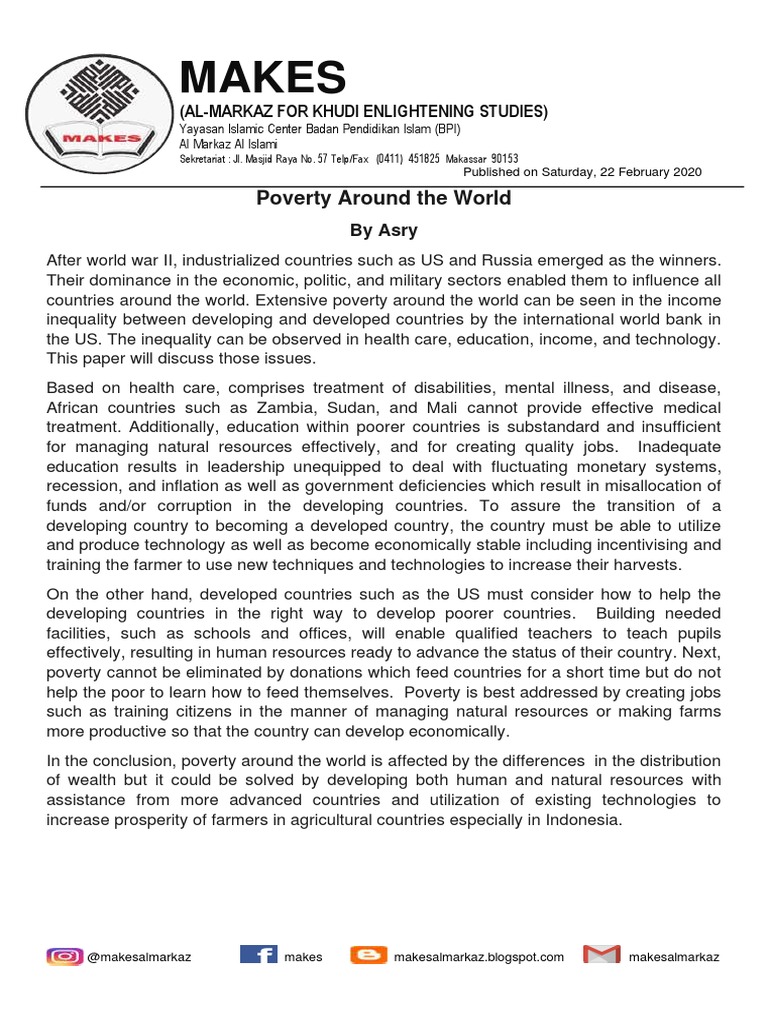 Poverty Around The World | PDF | Developing Country | Poverty