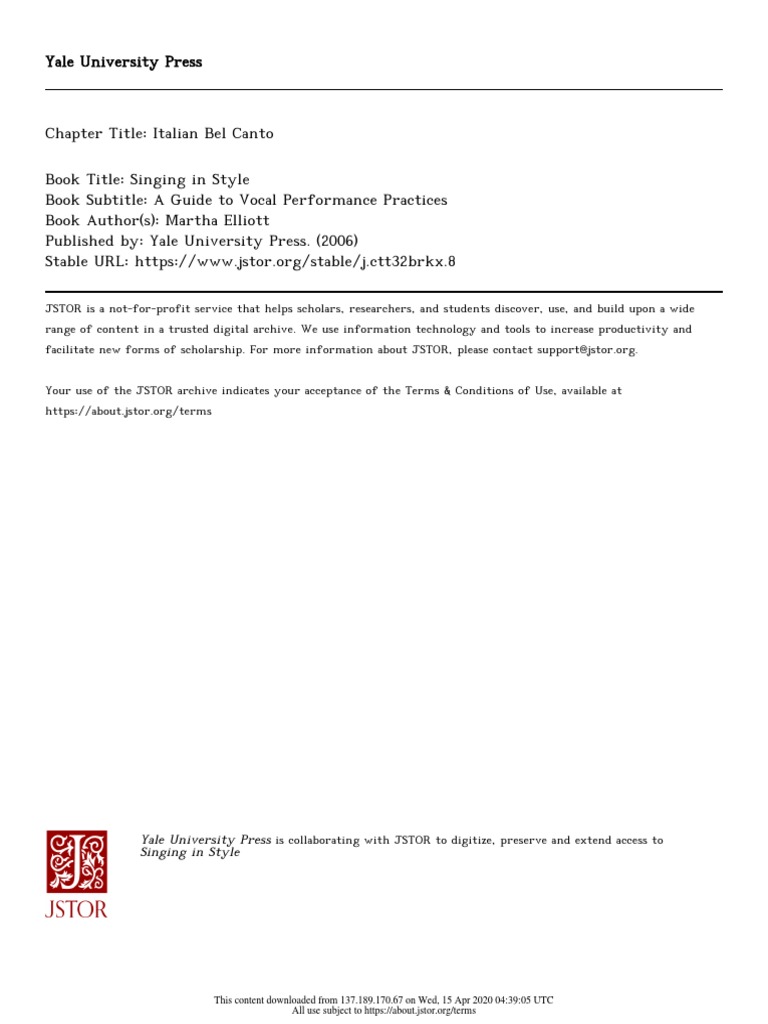 Italian Bel Canto VG | PDF | Singing | Opera