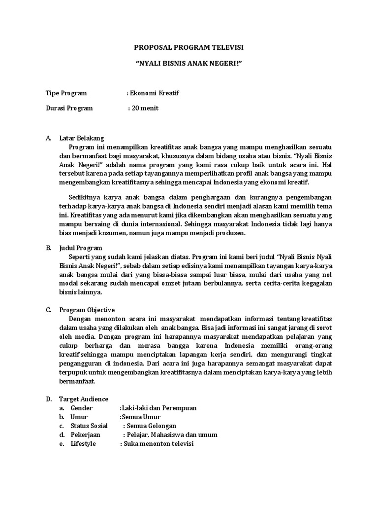 Proposal Program Televisi | PDF