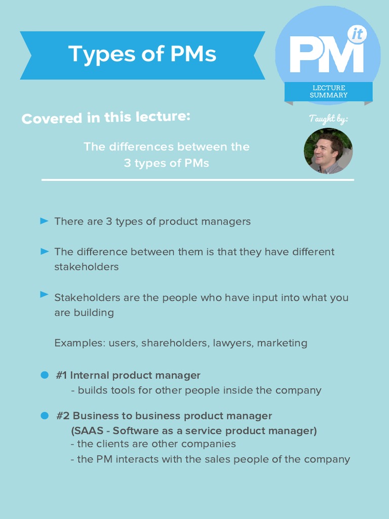 CHEAT SHEET 3 Different Types of Product Manager Roles PDF | PDF