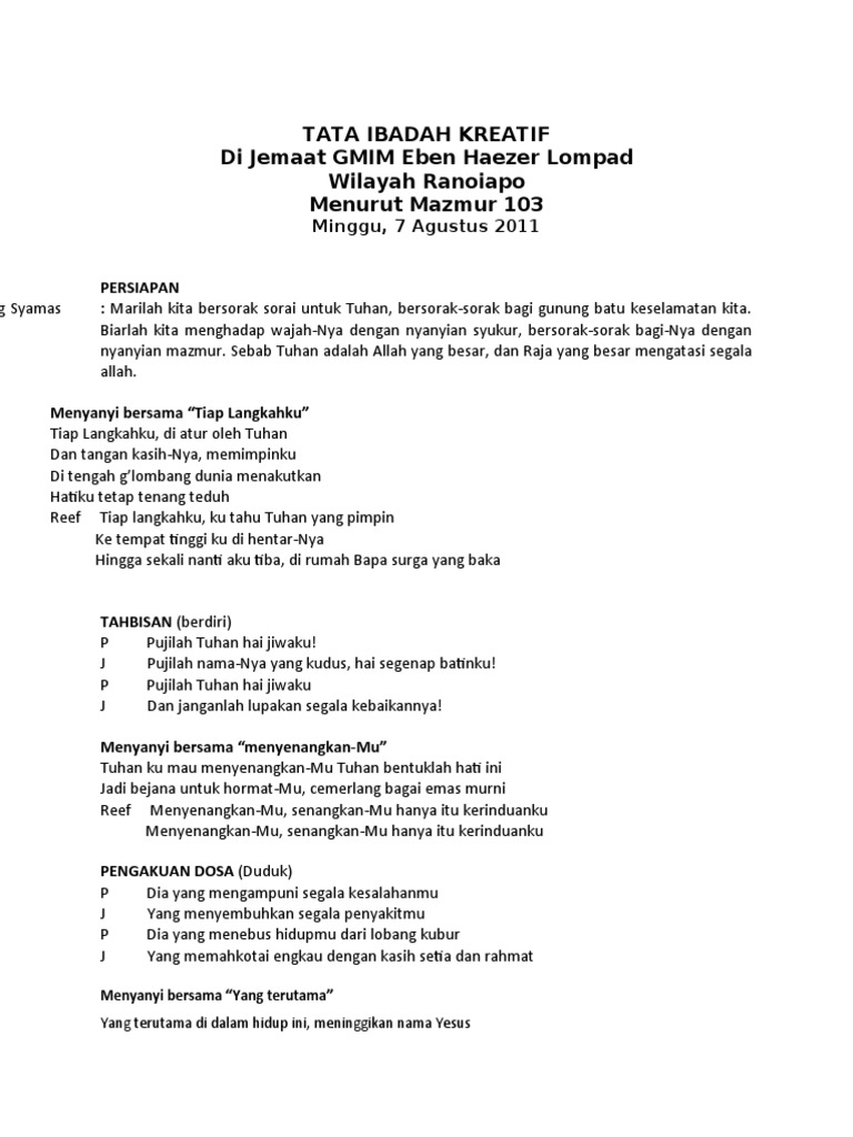 TATA IBADAH KREATIF Di Jemaat GMIM Eben | PDF