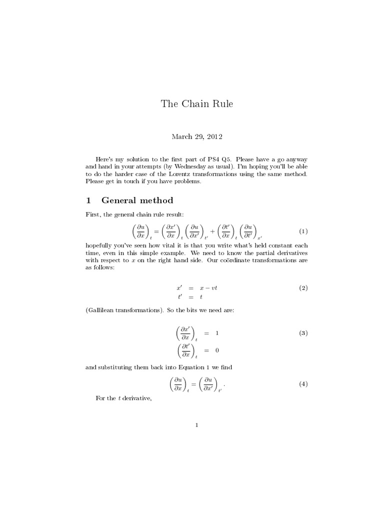 The Chain Rule: 1 General Method | PDF | Scientific Theories | Equations