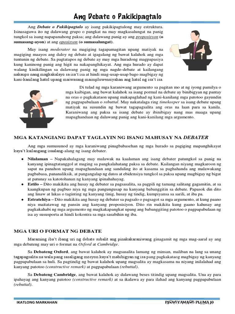 Ang Debate o Pakikipagtalo | PDF