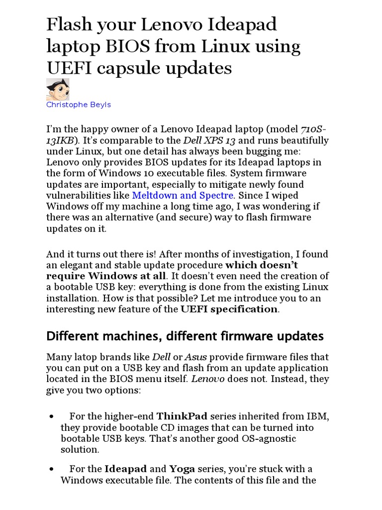Flash Your Lenovo Ideapad Laptop BIOS From Linux Using UEFI Capsule ...