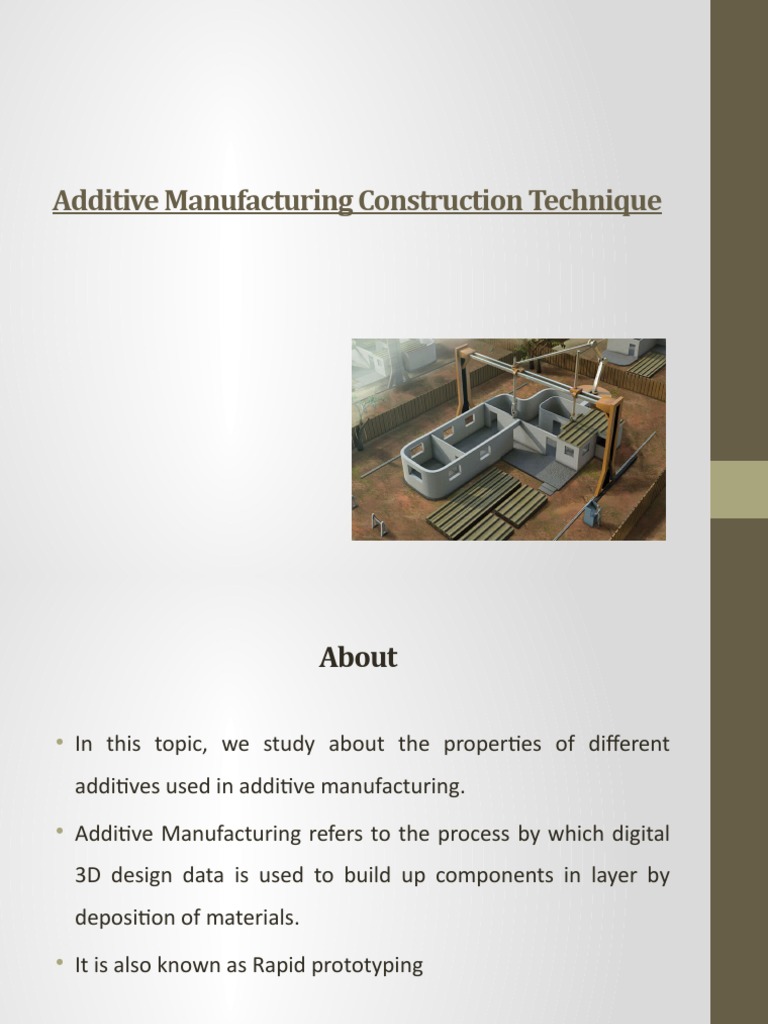 Additive Manufacturing Construction Technique | PDF | 3 D Printing ...