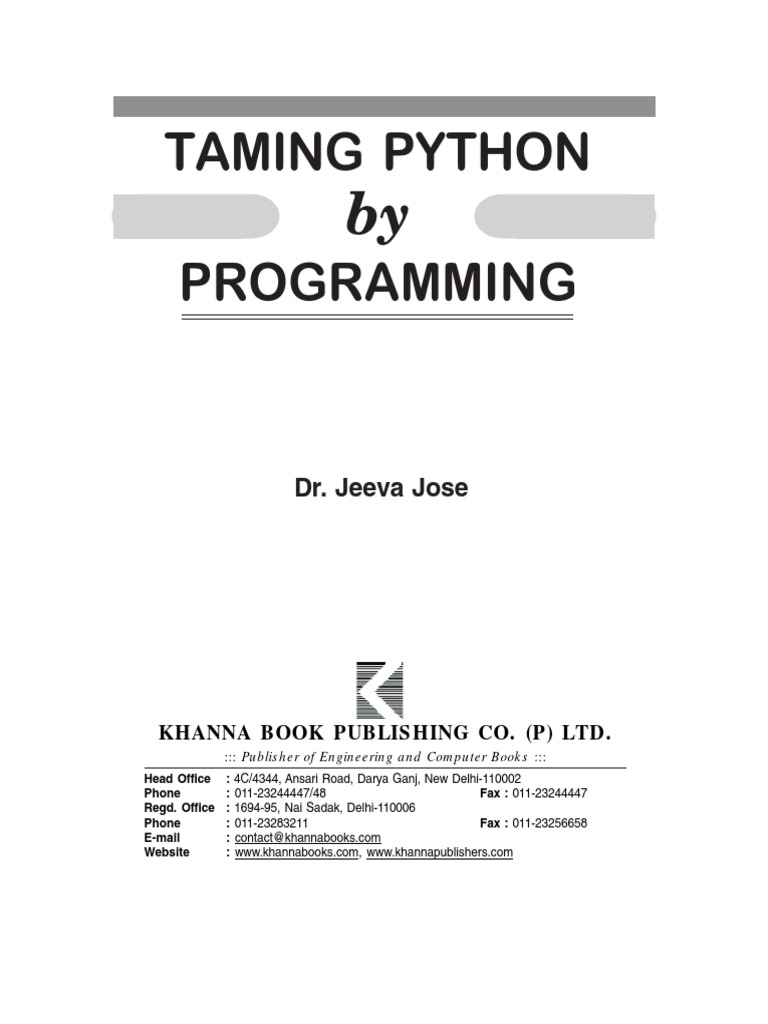 TAMING PYTHON by PROGRAMMING | PDF | Method (Computer Programming) | Python (Programming Language)