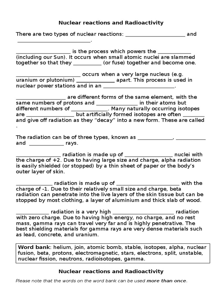 Nuclear Reactions and Radioactivity Explained | PDF | Nuclear Physics ...