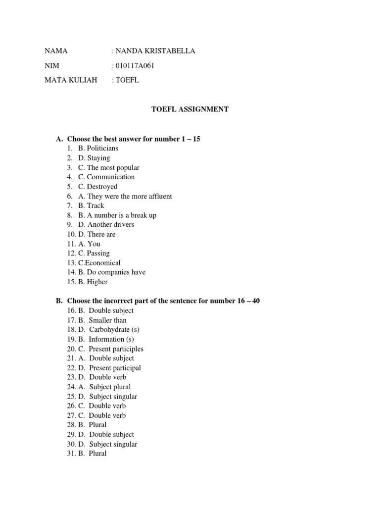 Toefl Assignment Pdf 