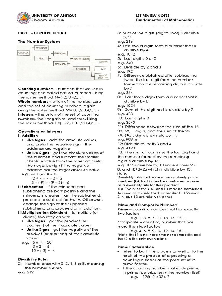 The Number System: N ST RD TH ND TH TH | PDF | Fraction (Mathematics ...