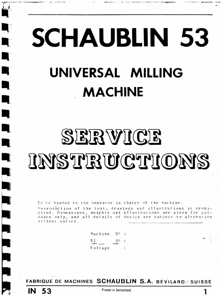 Schaublin 53 Manual (English) PDF | PDF