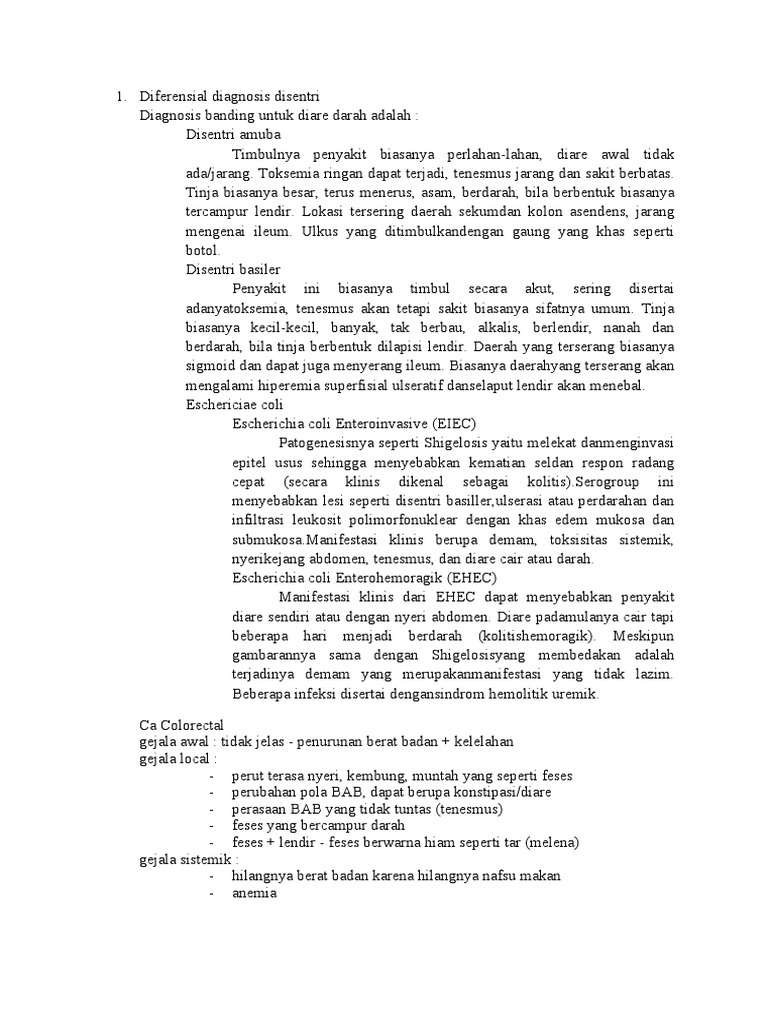 Diferensial Diagnosis Disentri | PDF