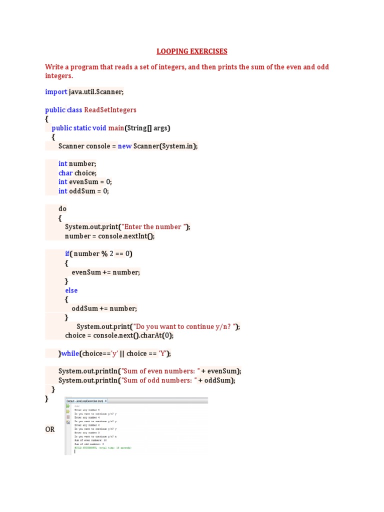 Looping Exercises In Java Pdf Integer Computer Science Numbers