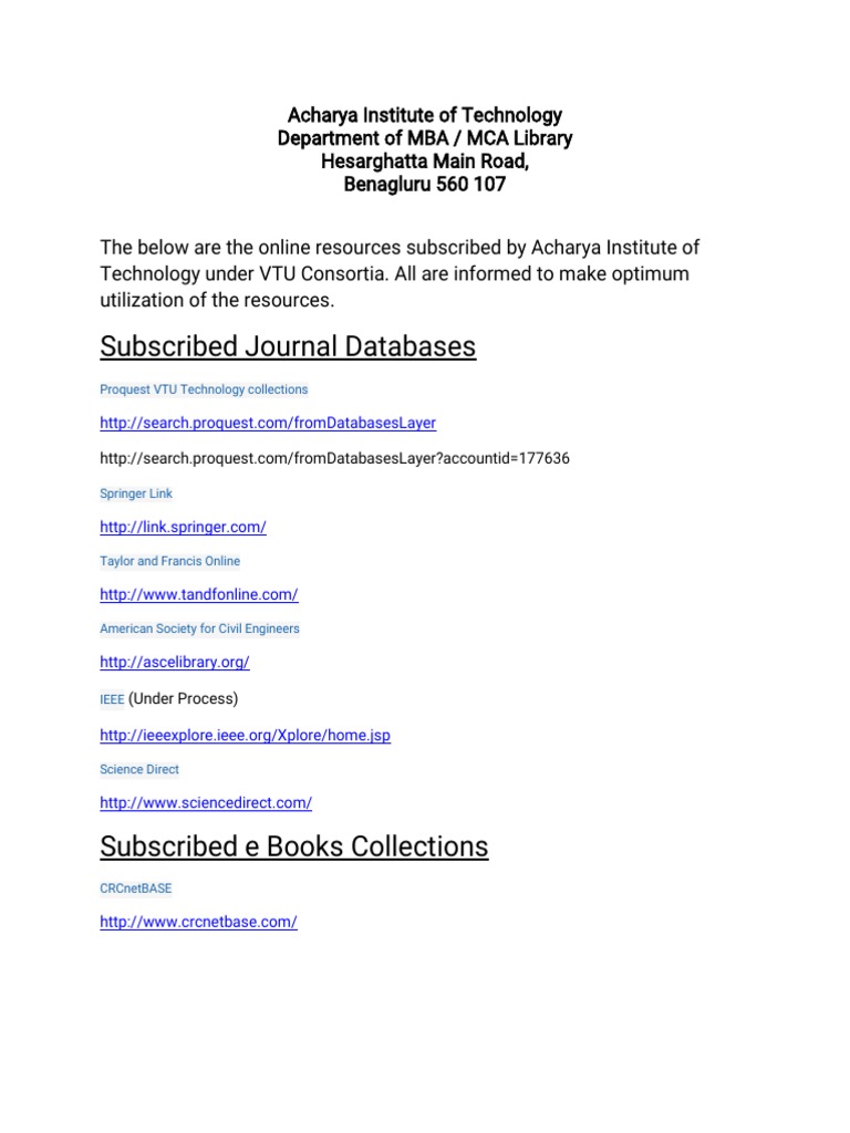 List of E-Journals | PDF