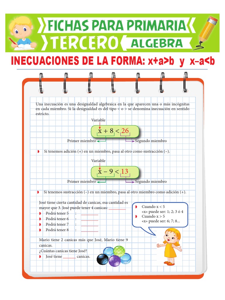 Inecuaciones de La Primera Forma para Tercero de Primaria | PDF | Enseñanza de matemática