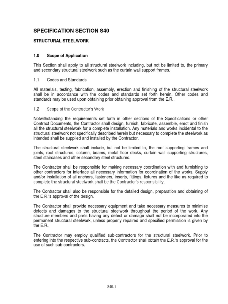 S40 Specification for Structural Steelwork | PDF | Metal Fabrication ...