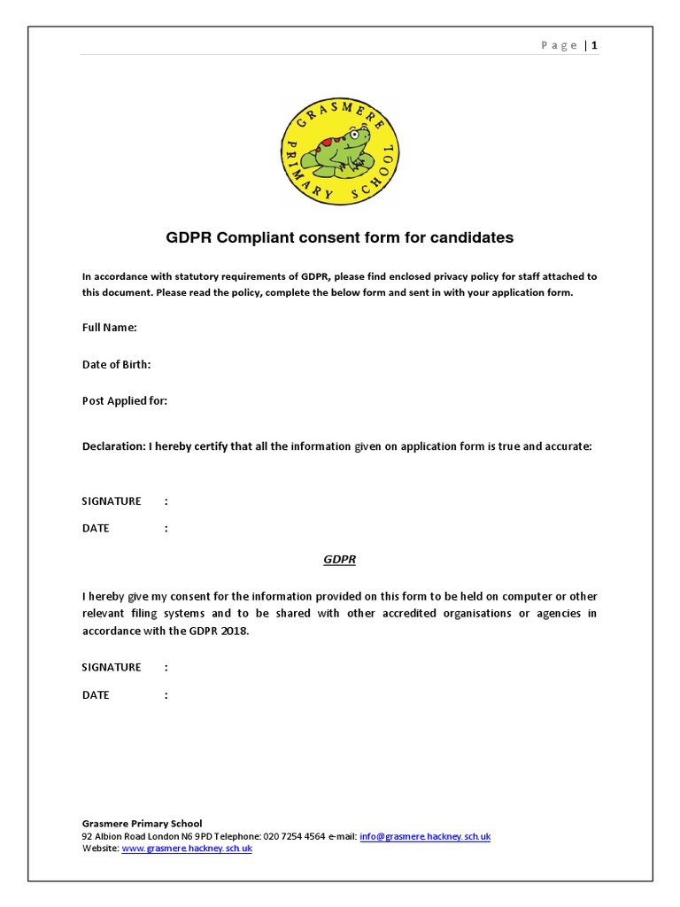 SC4036 GDPR Compliant Consent Form For Candidates | PDF | Information ...