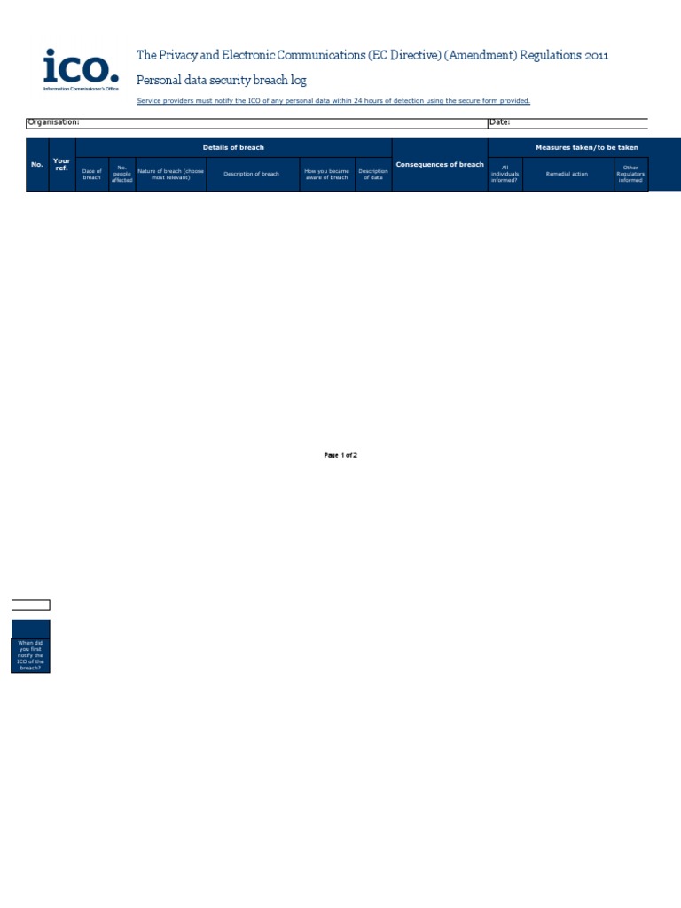 Security Breach Log Register Pdf