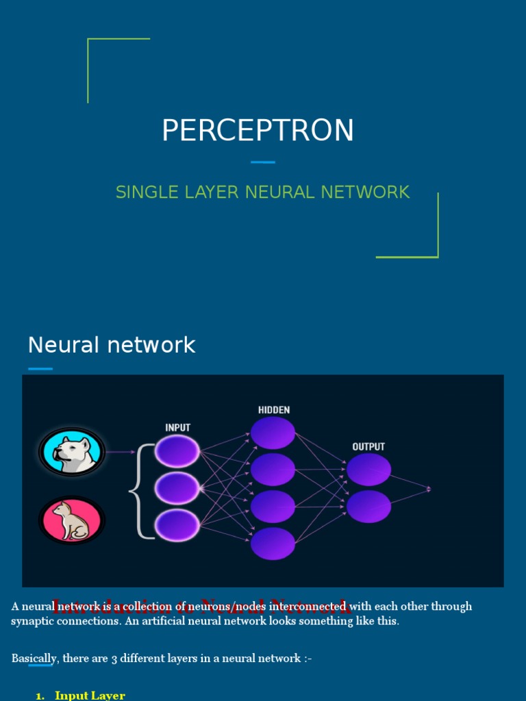 Perceptron: Single Layer Neural Network | PDF | Artificial Neural ...