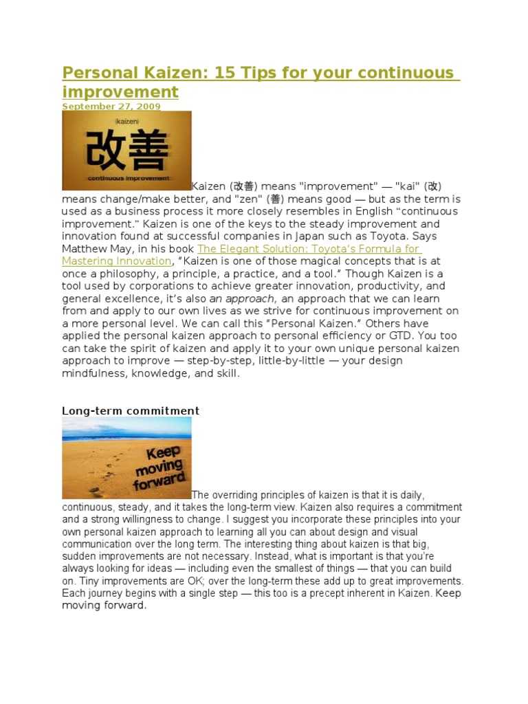Personal Kaizen 15 Tips For Your Continuous Improvement | PDF | Design