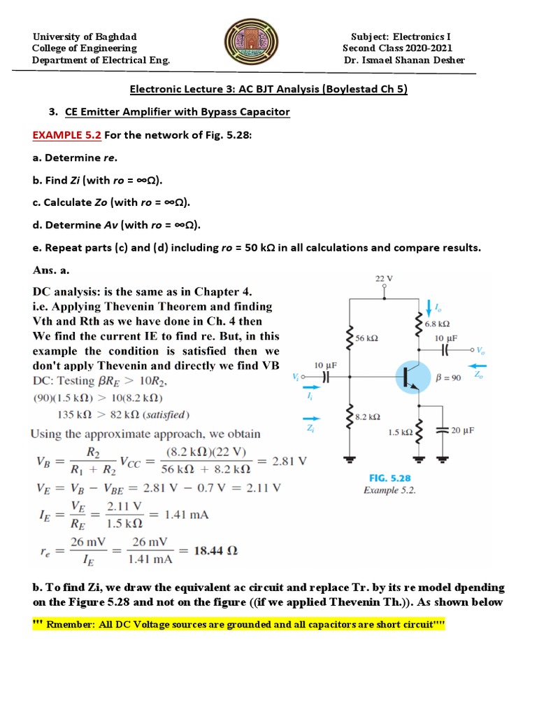AC BJT Analysis Lecture 3 PDF | PDF | Capacitor | Electrical Network