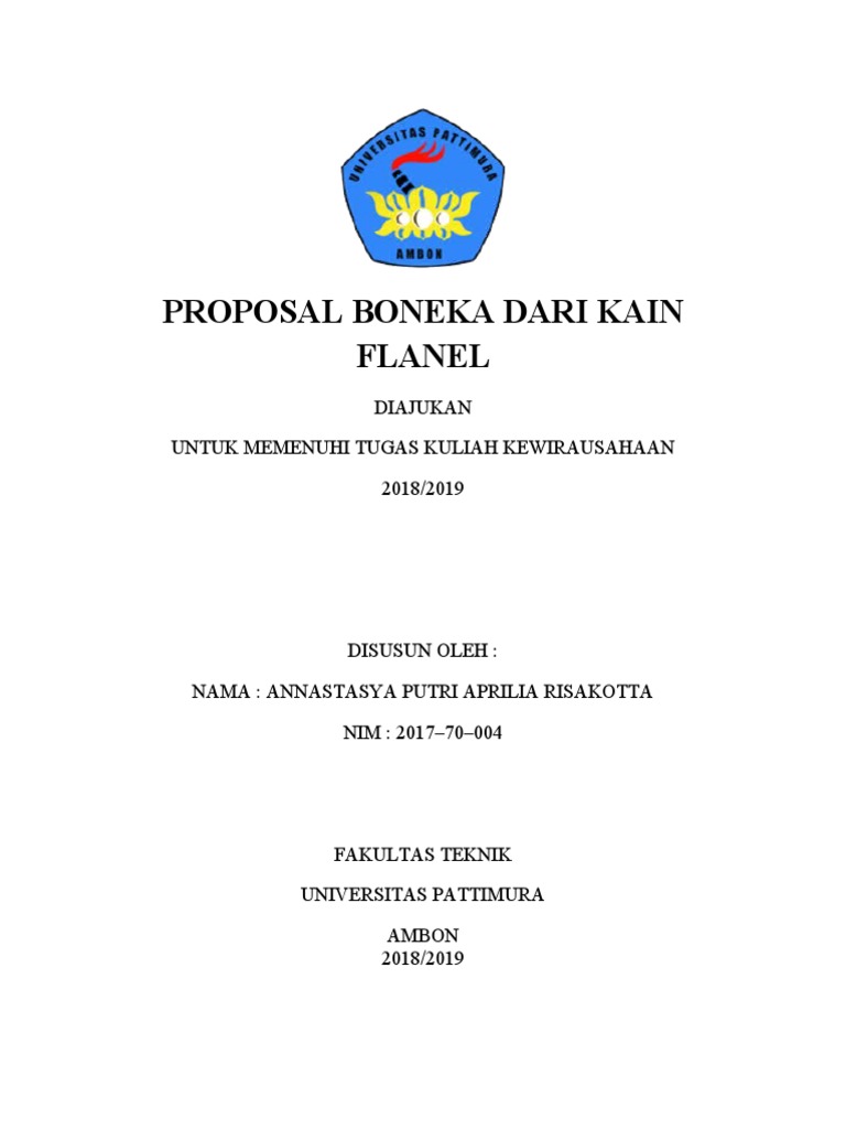 Proposal Boneka Dari Kain Flanel Kewirausahaan | PDF | Griya & Taman | Seni