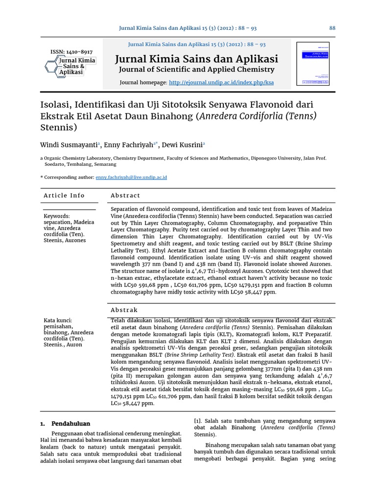 Jurnal Kimia Sains Dan Aplikasi | PDF | Senyawa Organik | Kimia